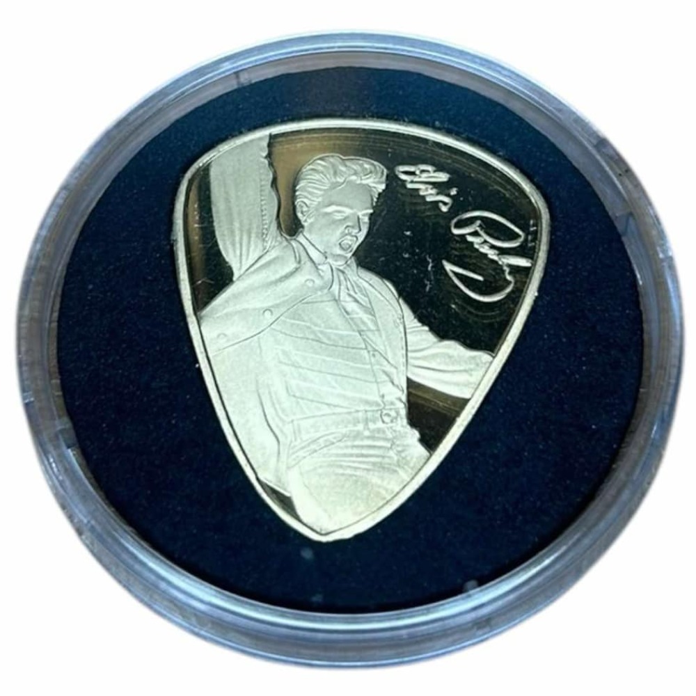 Pre-owned Elvis Presley Gold Layered Plectrum Half Crown Coin - Own4Less